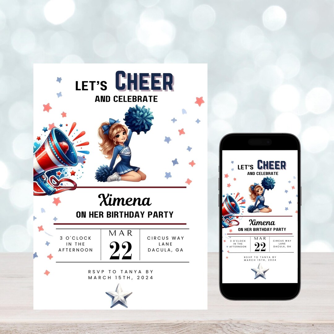 Cheerleader Invitation Editable Cheerleader Tailgate Game Time Girl ...