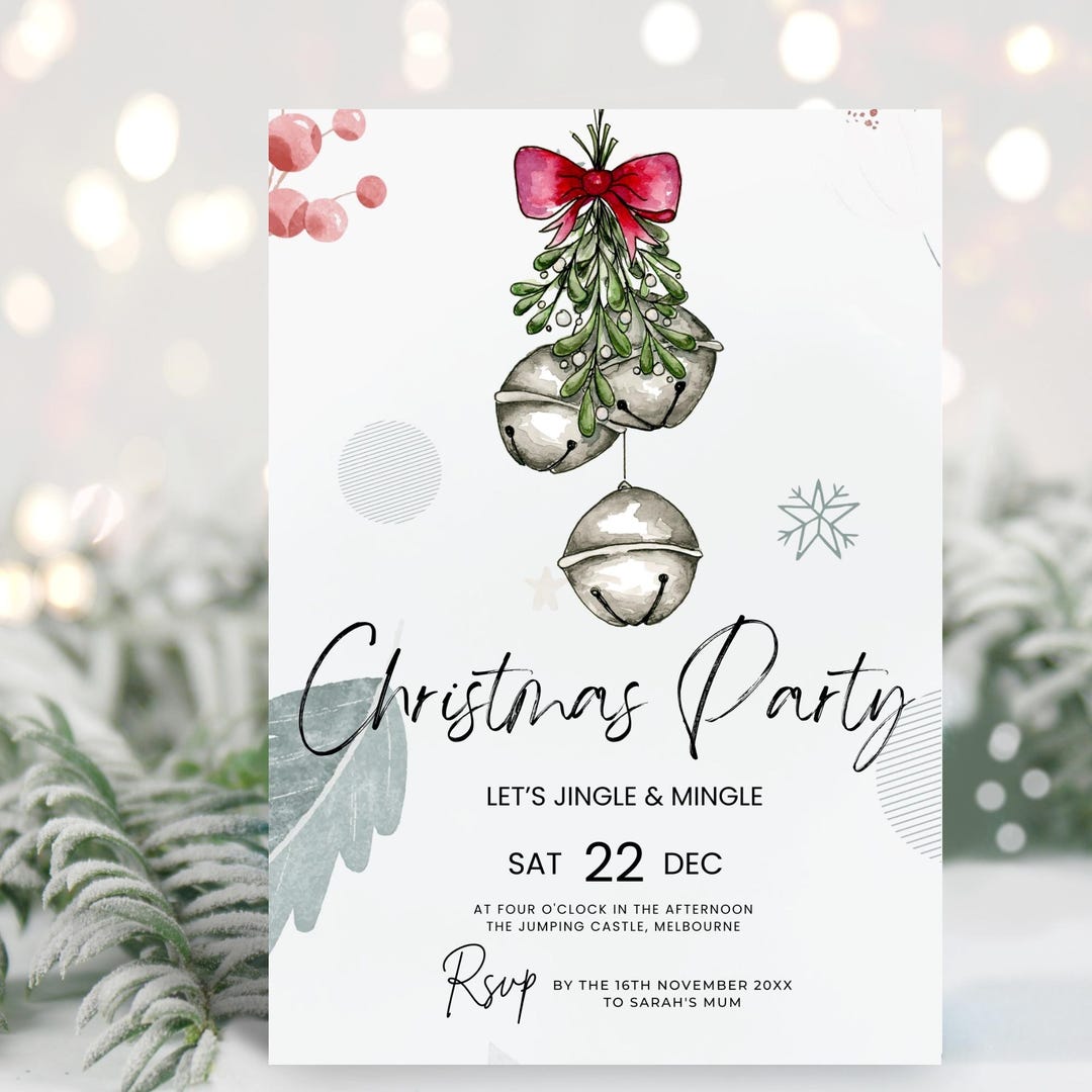 Jingle and Mingle Christmas Party Invitation - Editable Template ...