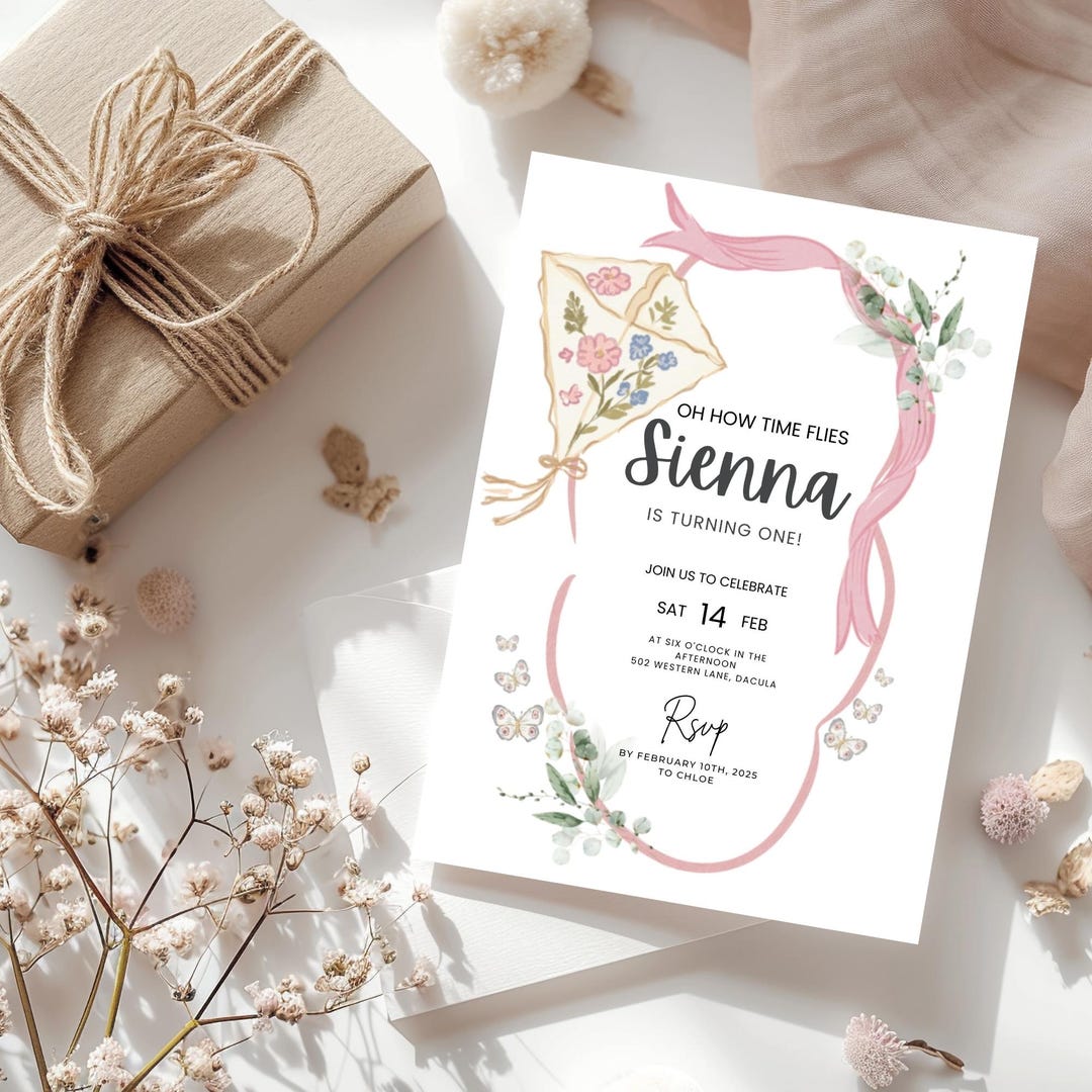 Kite-themed Birthday Invitation - Digital & Printable Party Invite ...