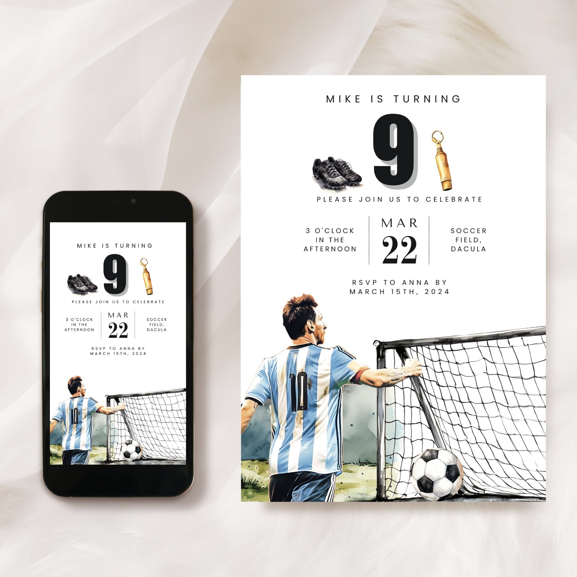 Soccer Birthday Invitation: Messi Theme, Photo Invite (digital File) - Etsy