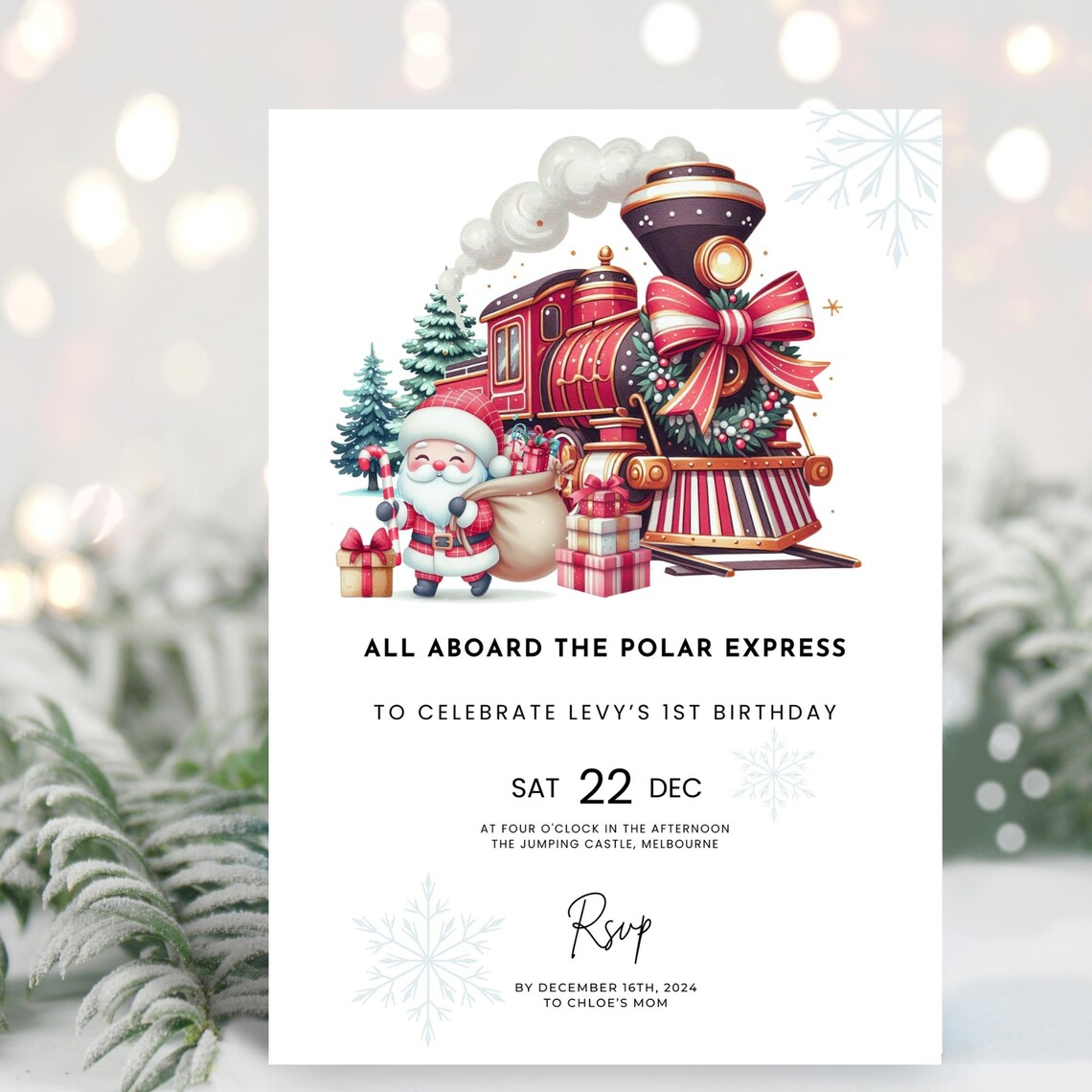 Polar Express Birthday Invitation Editable Christmas Train Invite ...