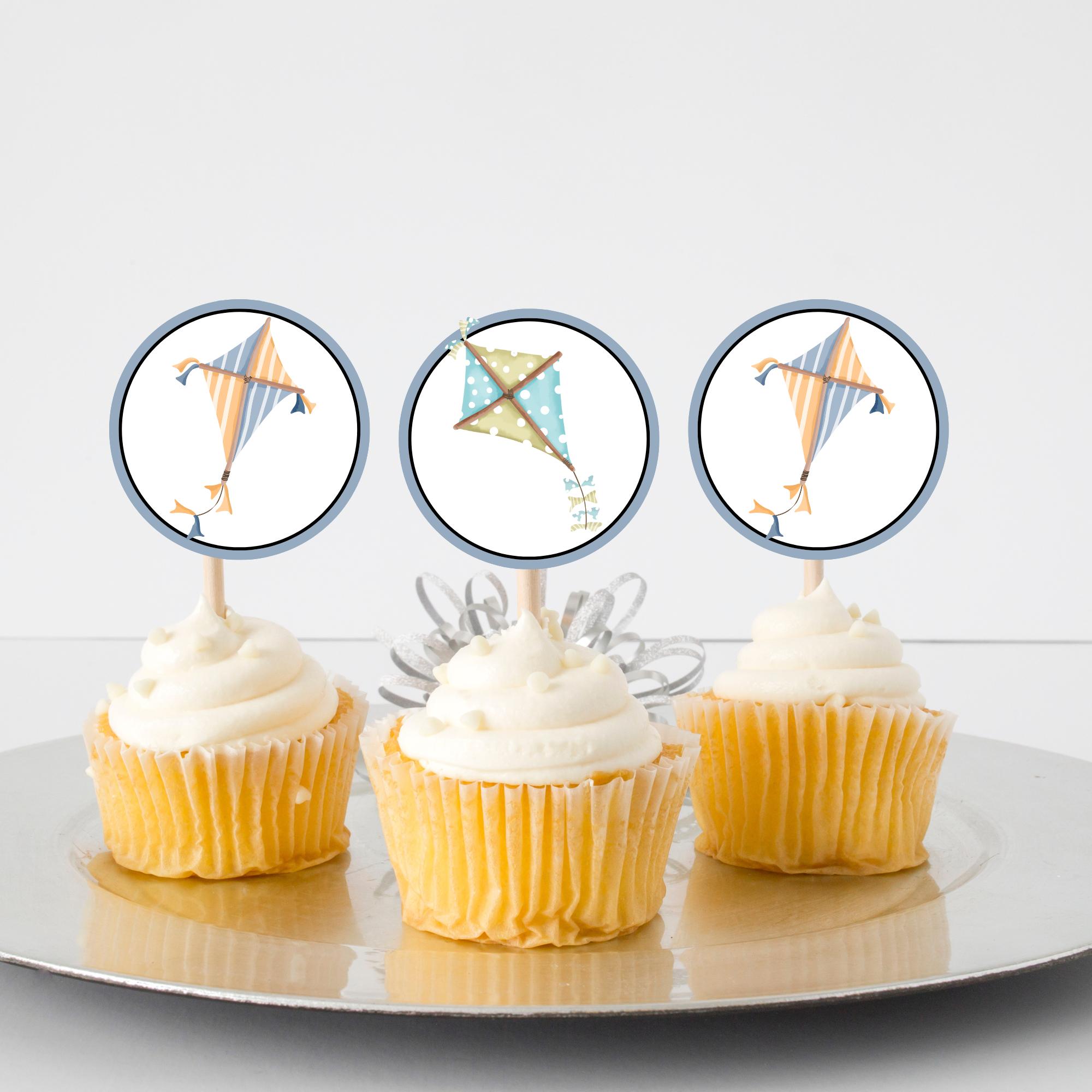INSTANT DOWNLOAD Cupcake Topper Kite Birthday Boy Birthday Boy Baby ...