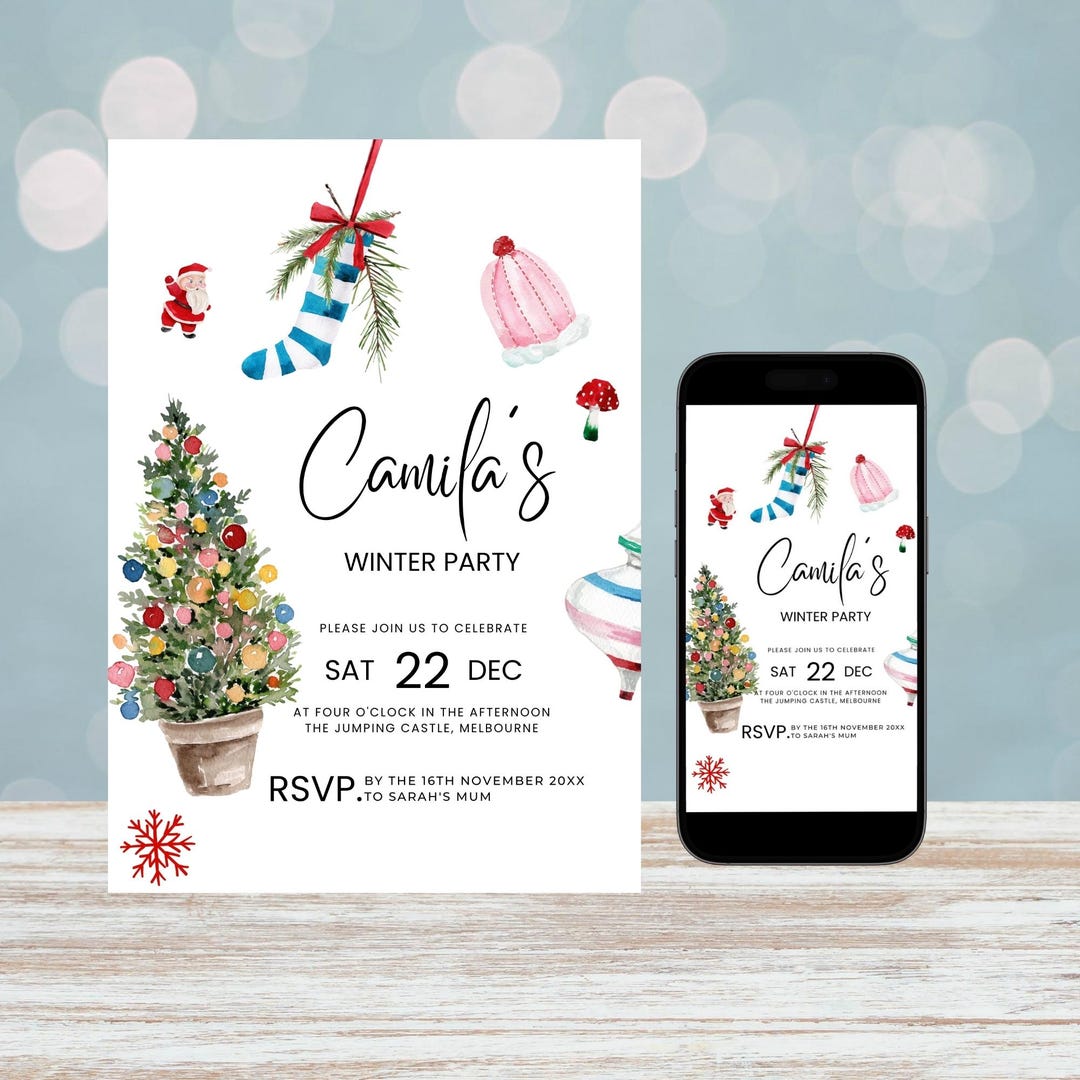 Editable Christmas Party Invitation: Canva Template (digital Download ...