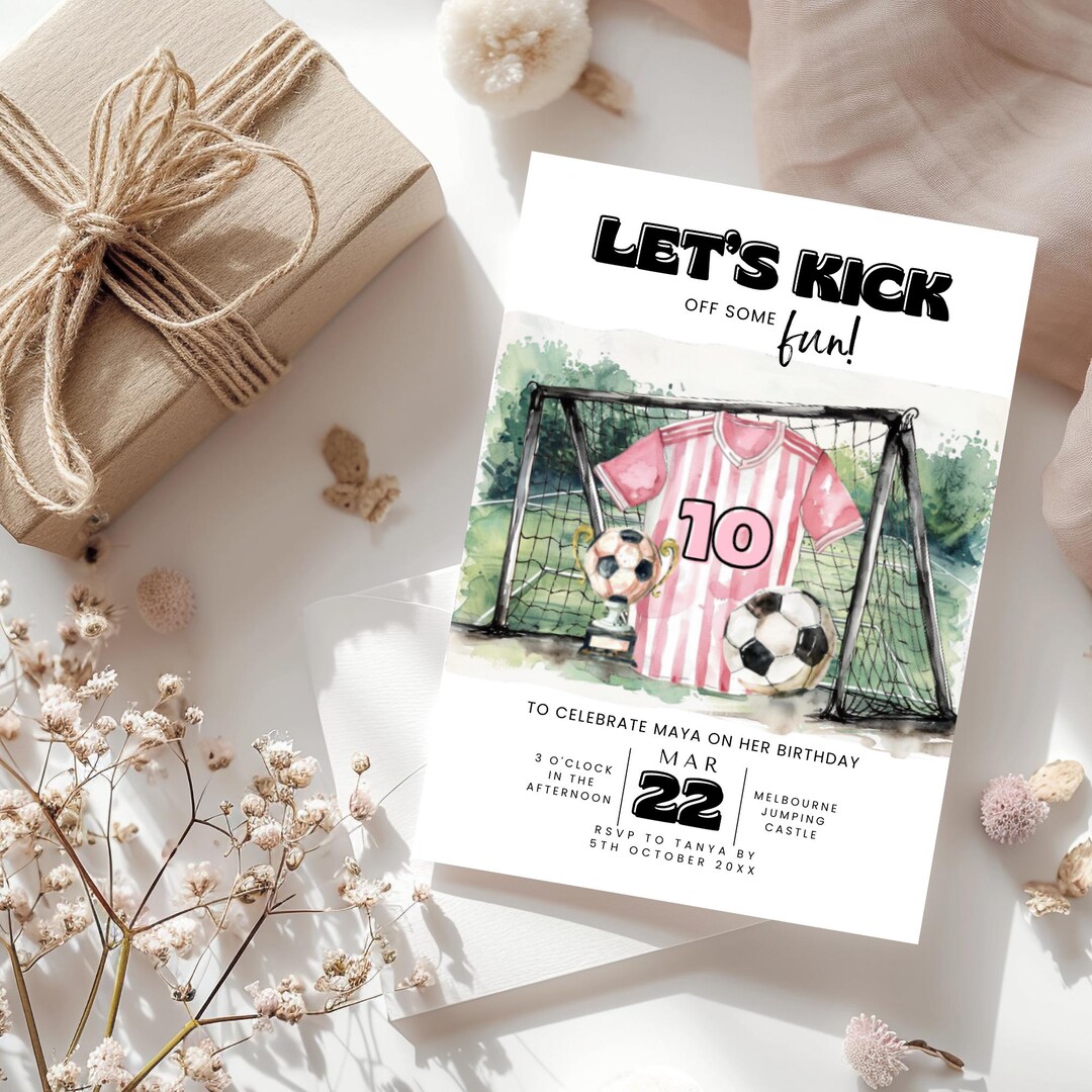 Editable Soccer Birthday Invitation: Girl Sports Party (digital ...