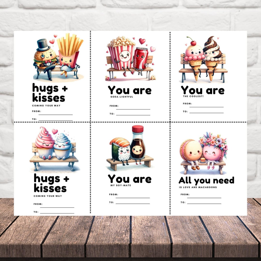Printable Food Pun Valentine's Day Cards - Classroom Gift Tags - Kids ...