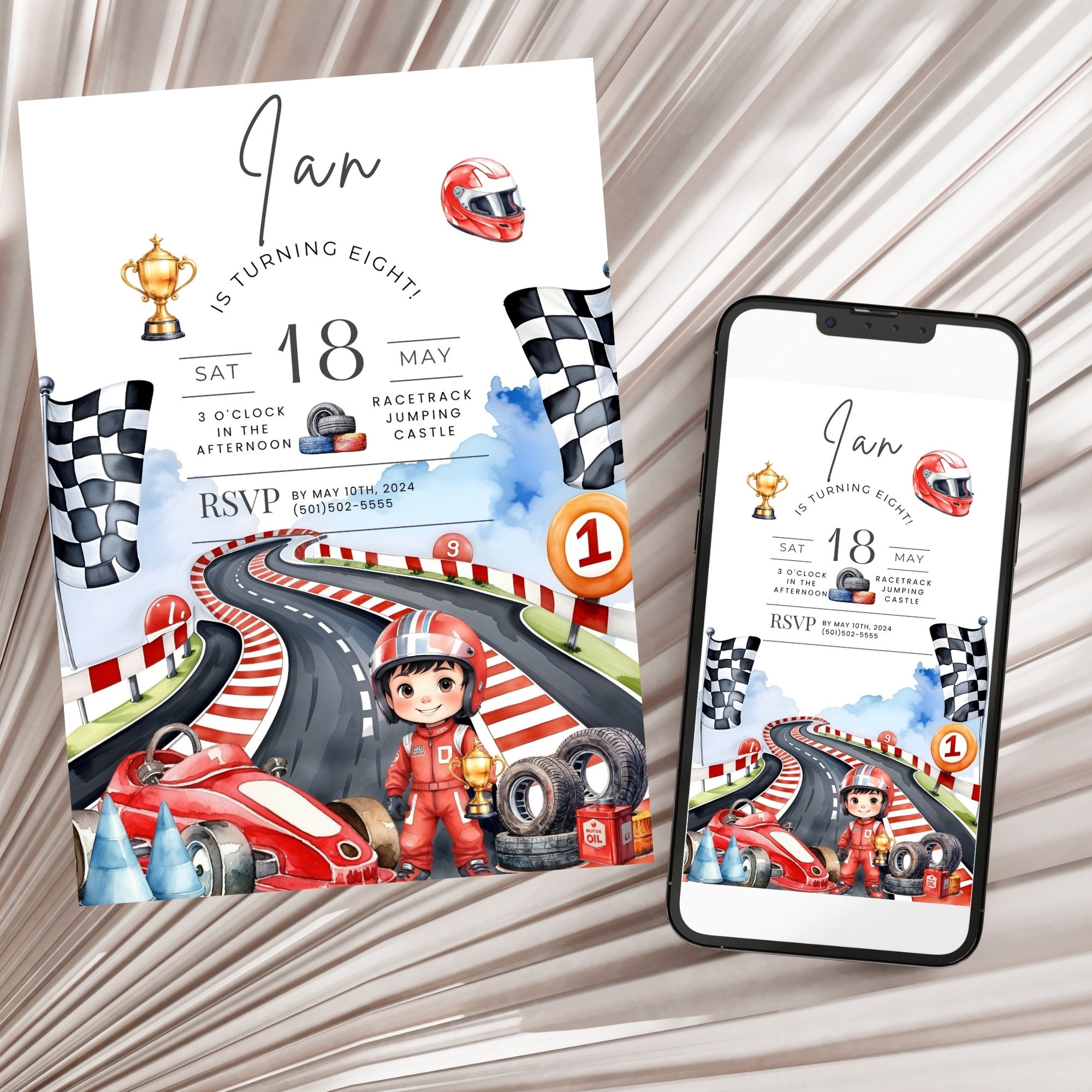 Race Track Birthday Invitation - Etsy