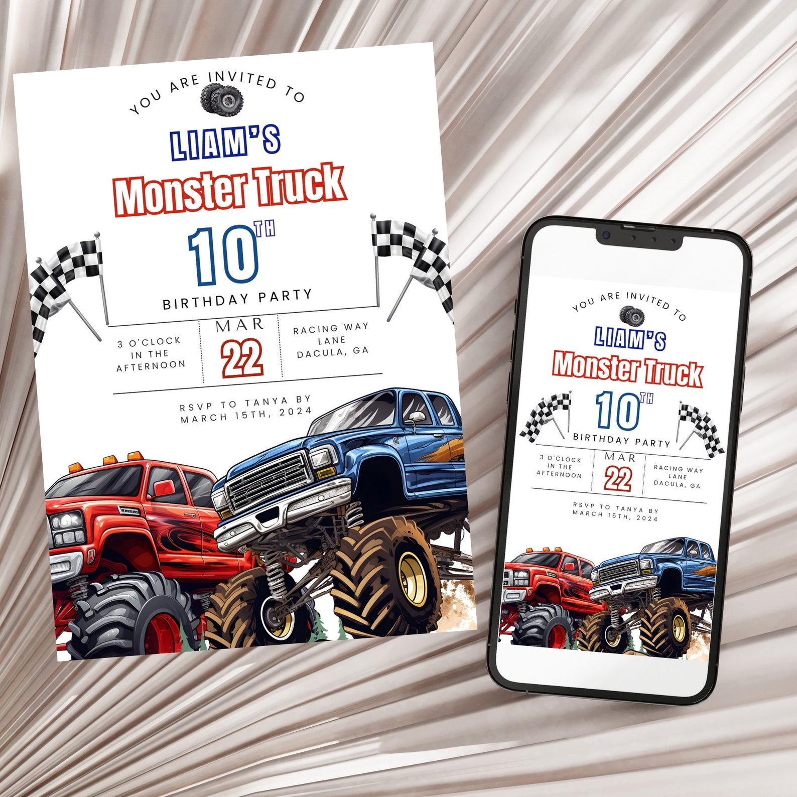 Monster Truck Birthday | Printable Personalized Monster Truck Invites ...