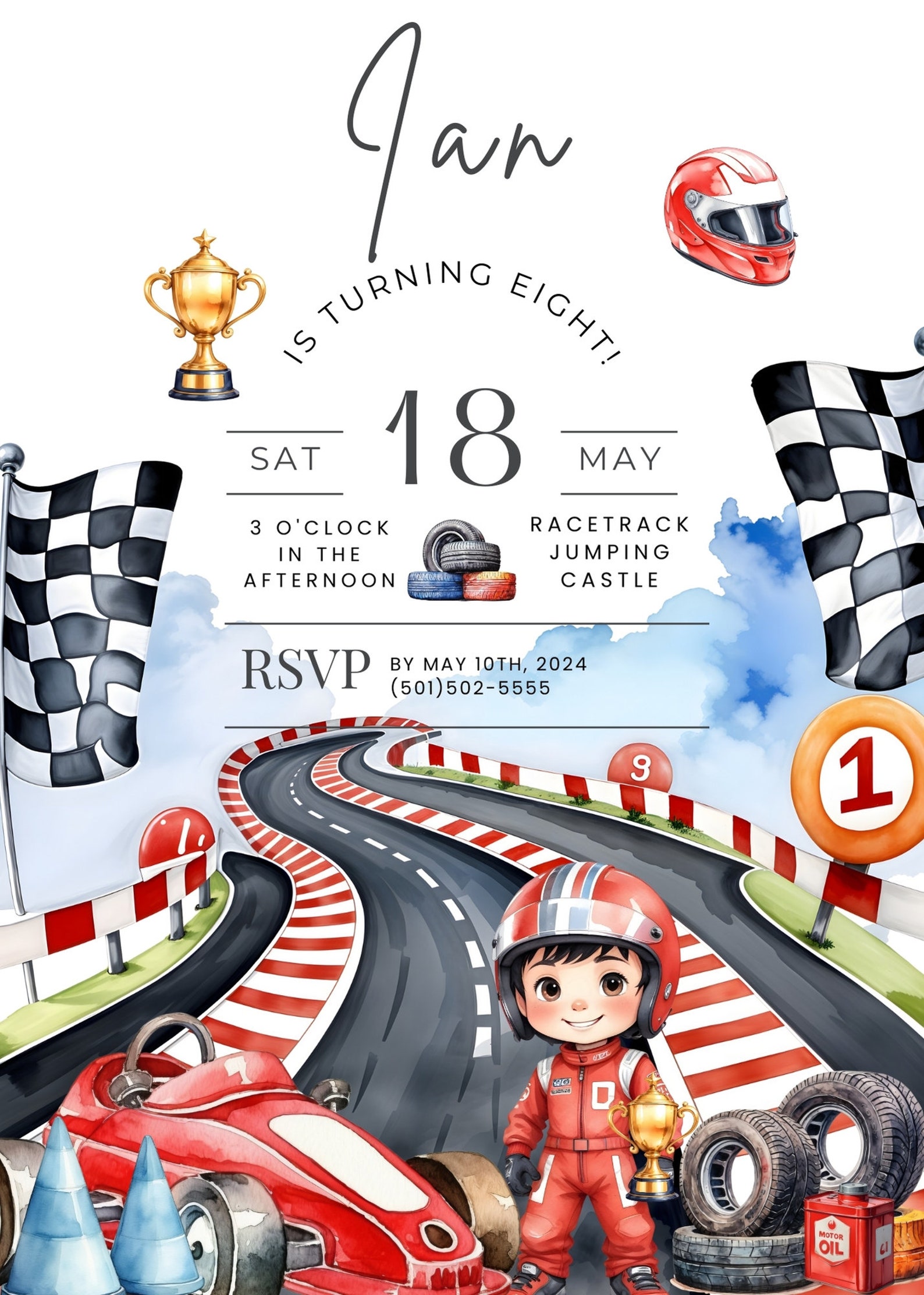 Race Track Birthday Invitation - Etsy