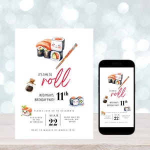 Birthday Sushi Party Invitation | Instant Download | Editable Sushi ...