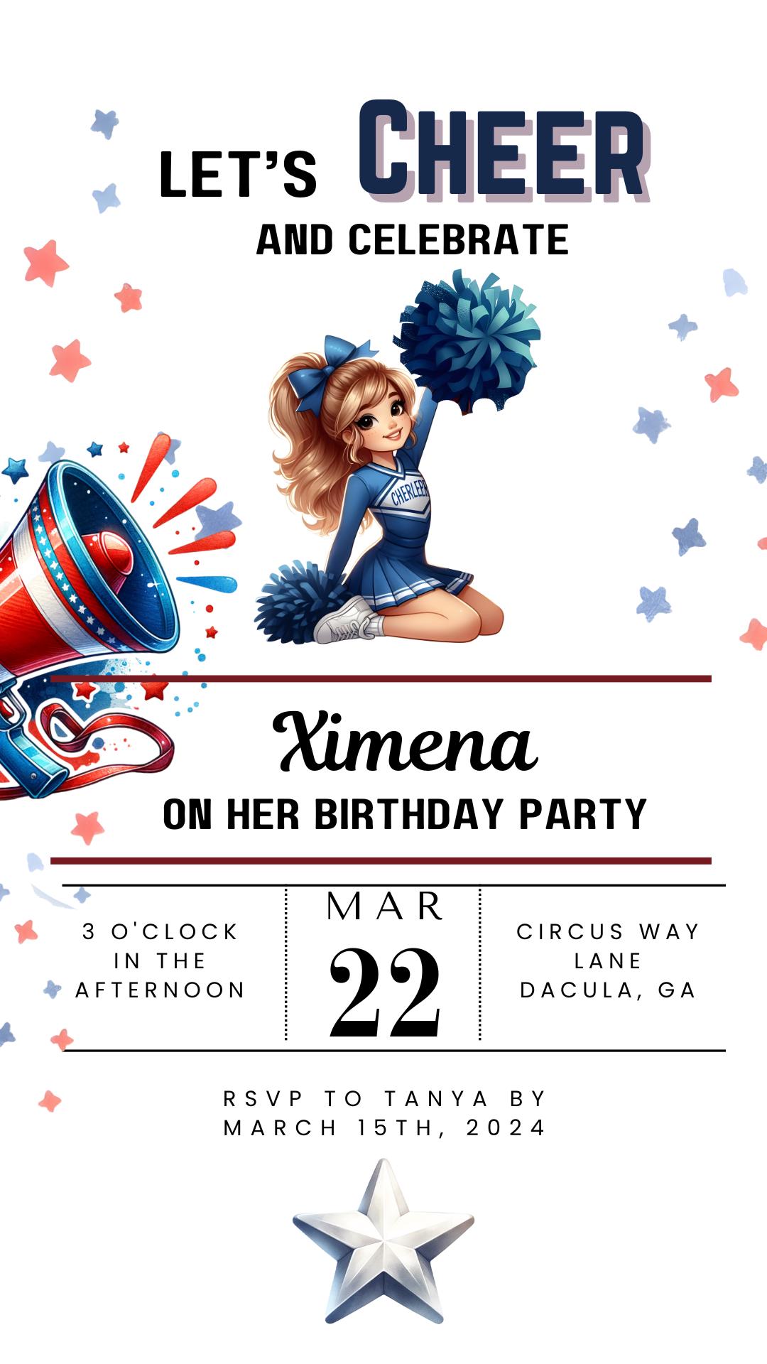 Cheerleader Invitation Editable Cheerleader Tailgate Game Time Girl ...