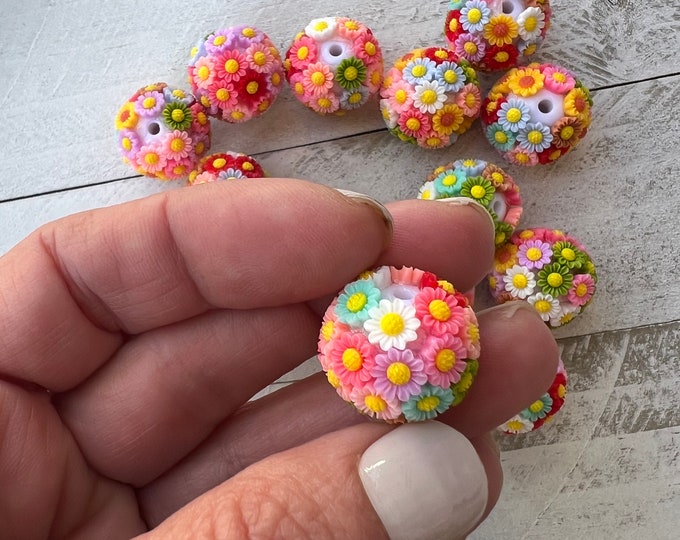 Flower Chunky Focal Beads, Acrylic Flower Bead Chunky Bubblegum Beads ...