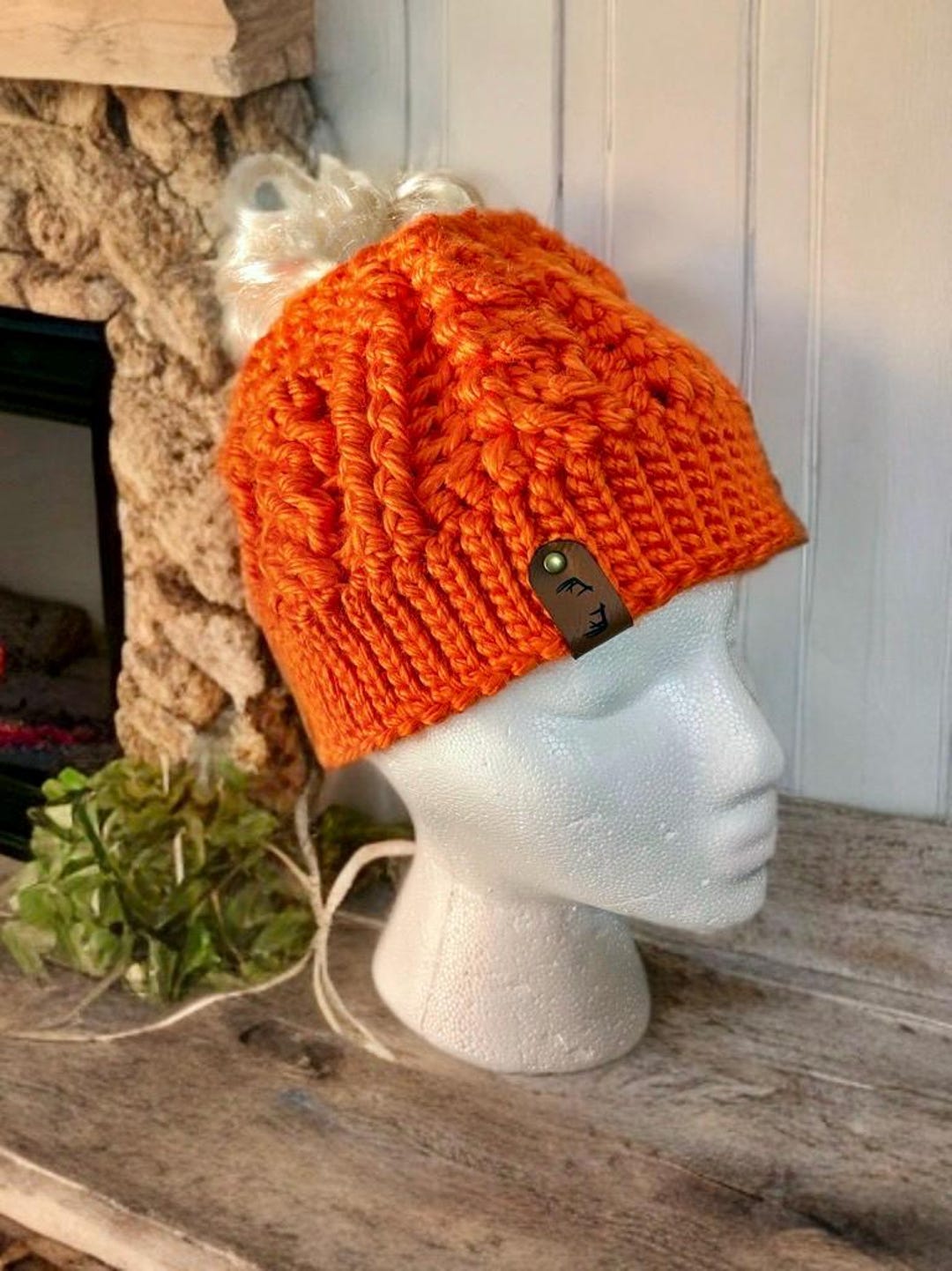 Women’s Blaze Orange Messy Bun Hunting Beanie - Etsy