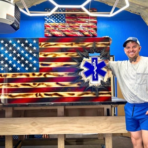 Star of Life for EMS Flag Medical Corps Paramedic EMT Medical - Professional Wooden American ...