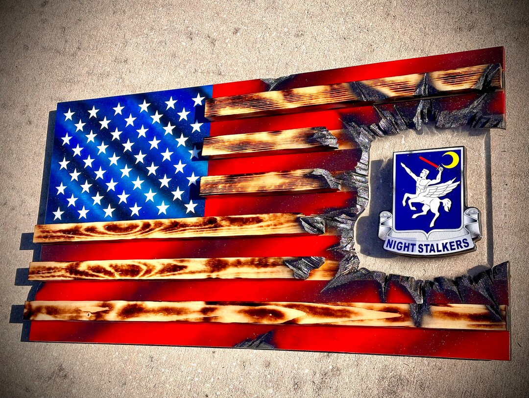 160th SOAR Nightstalkers Epoxy Military American Flag Coin Holder Patch ...