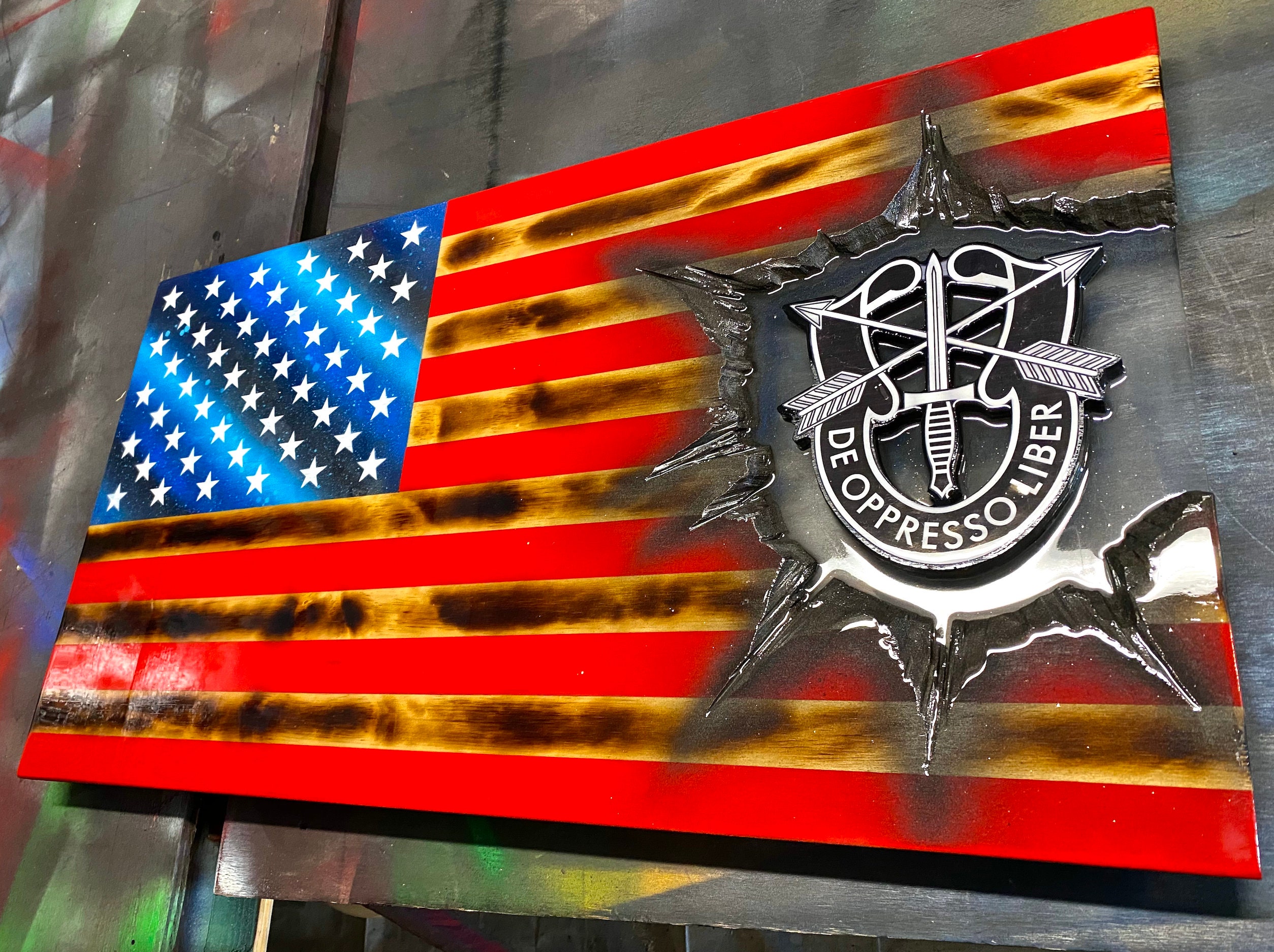 Special Forces Patch Series Professional Wooden American Flag Gift ...