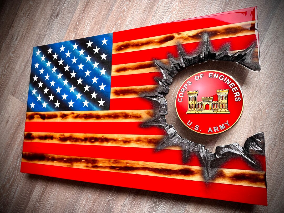 Army Engineer Patch Series - Professional Wooden American Flag Gift ...