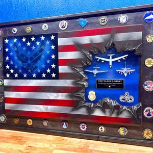 Air Force Retirement Coin Display - Customizable Military American Flag ...