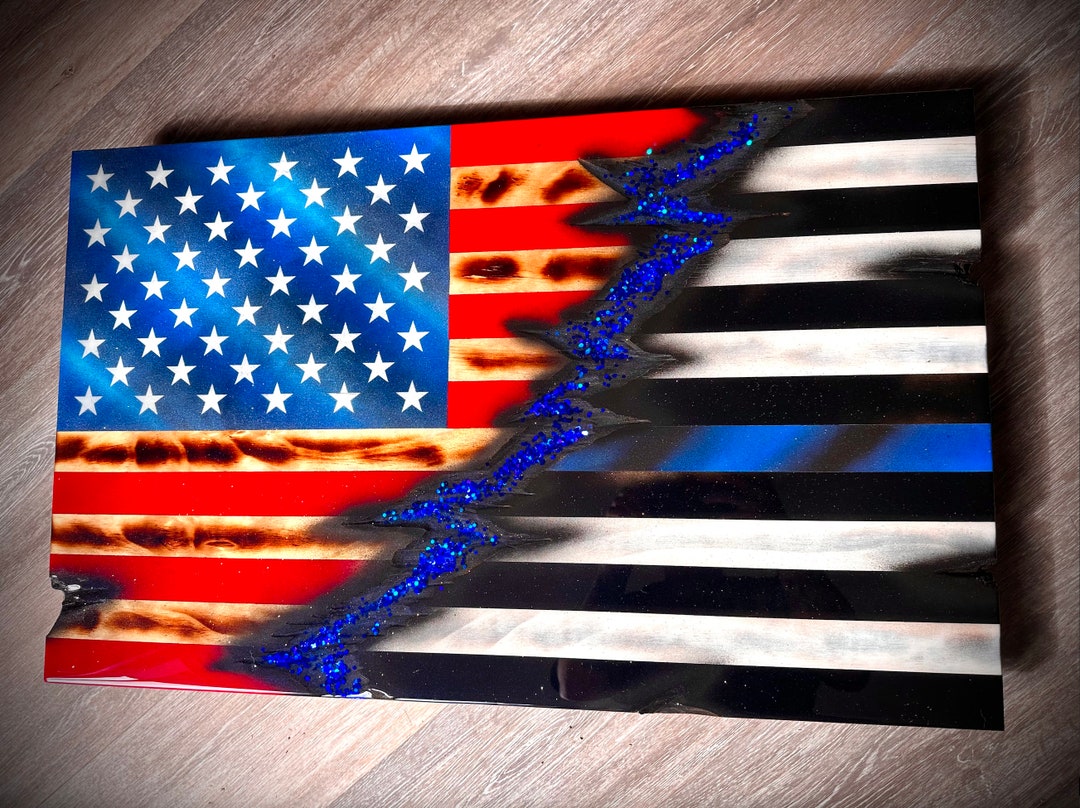 Thin Blue Line American Flag Split - Professional Grade - Custom ...