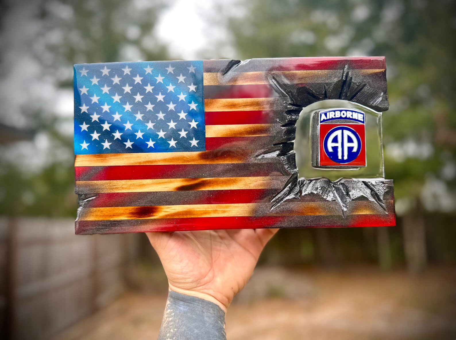 82nd Airborne Patch Series Professional Wooden American Flag Gift ...