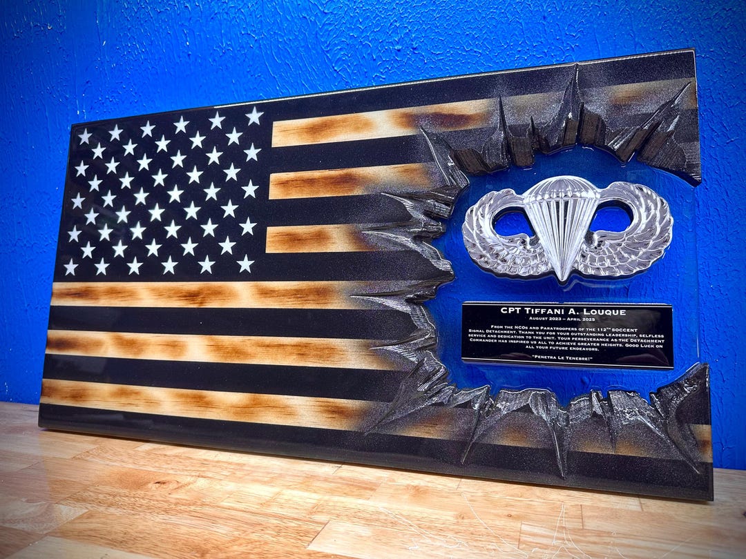 Jump Wings Wooden Flag - Built for Paratroopers - Professionally ...