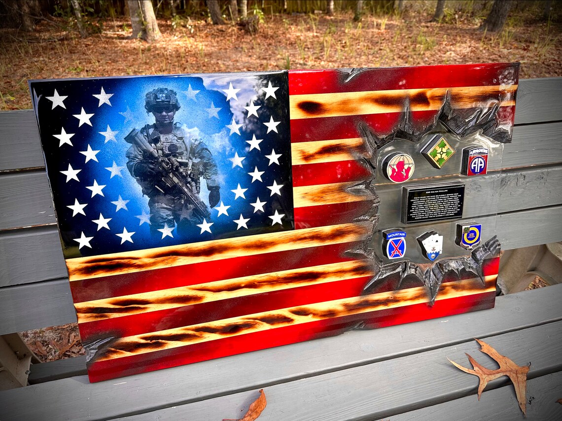 Army Unit American Wooden American Flag Gift, ETS, PCS, Military ...