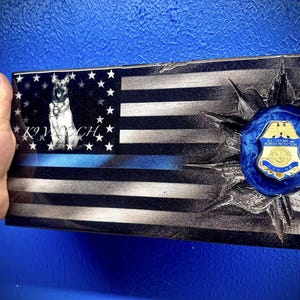 Police K9 Thin Blue Line Flag - Custom Canine Photo & Badge Additions ...