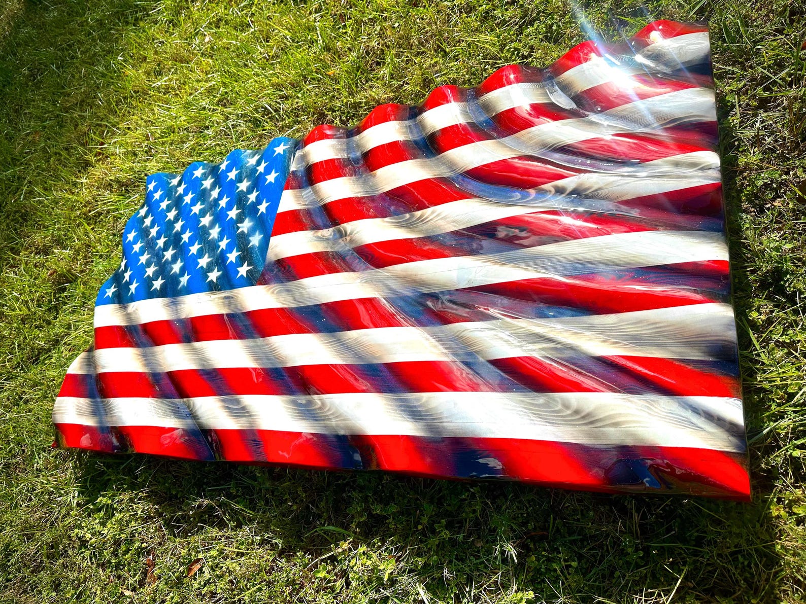 Epoxy WAVY American Flag Art, Professional American Burned Flag Wall ...