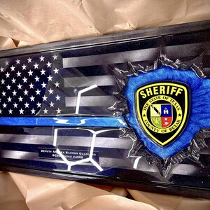 NYPD Police ILLUMINATED Thin Blue Line Flag Customizable With Lights! - Made to Order for Deputy ...