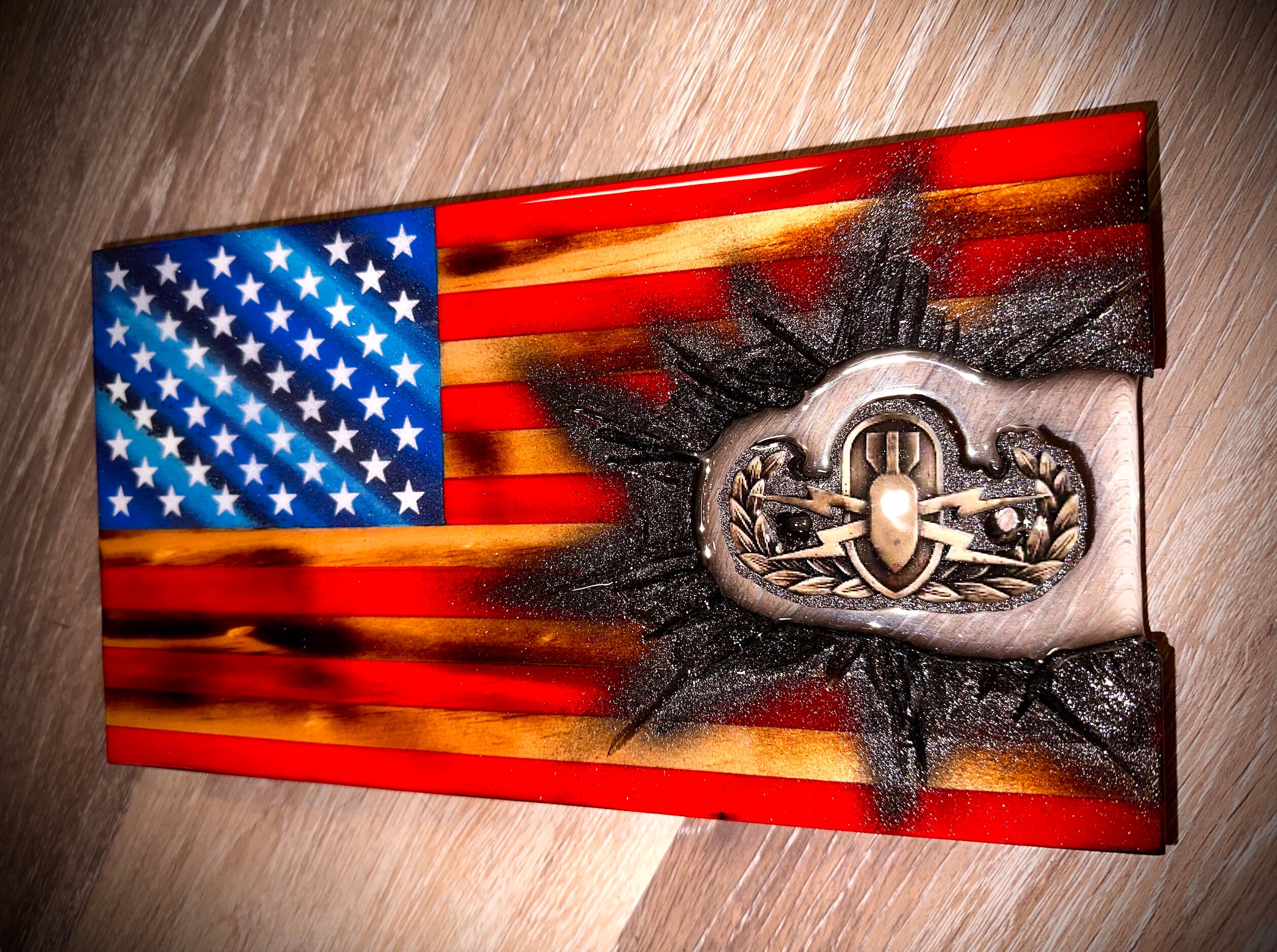 Standard Basic EOD Patch Series Professional Wooden American Flag Gift ...