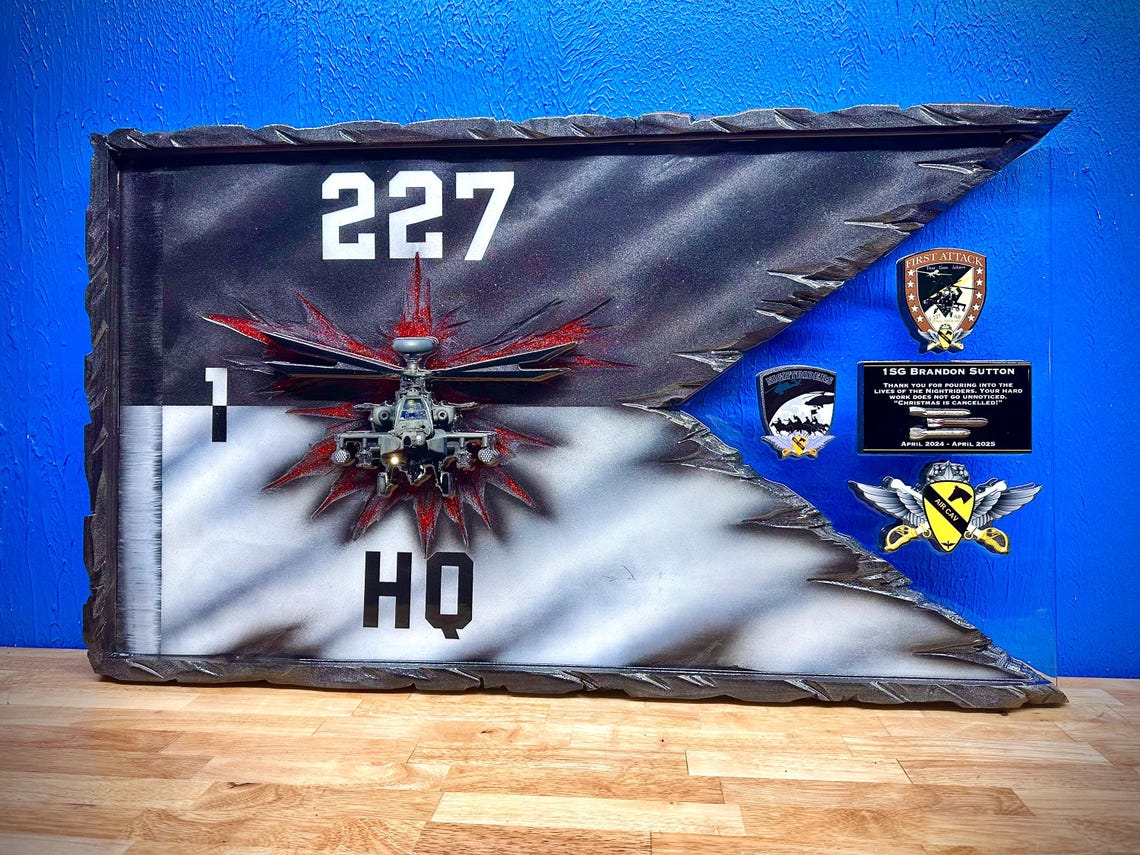 Professional Guidon Wooden Flag - Apache Gunship Air Cavalry 1st Cav ...