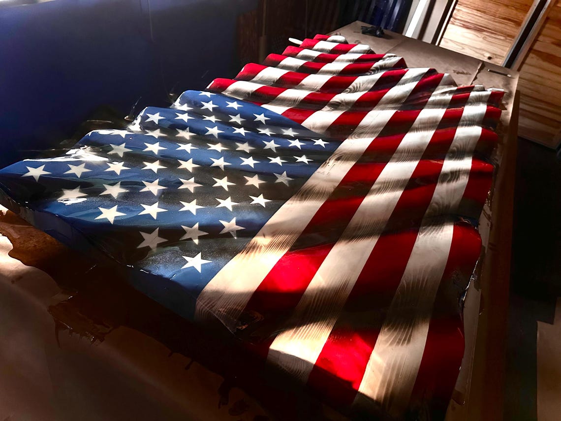 Epoxy WAVY American Flag Art, Professional American Burned Flag Wall ...