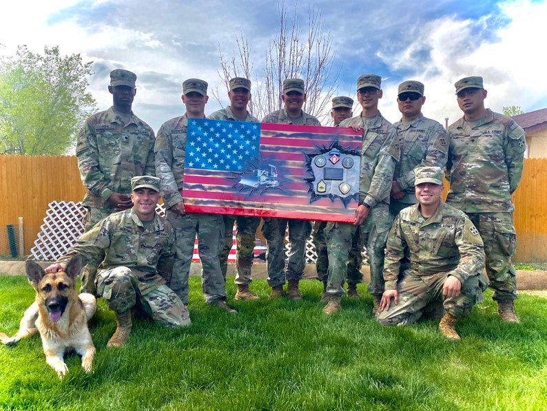 Army Patch Series W/ Plaque Professional Wooden American Flag Gift ...