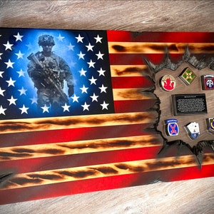 Army Unit Patch Wooden American Flag Customizeable, ETS, PCS, Military ...