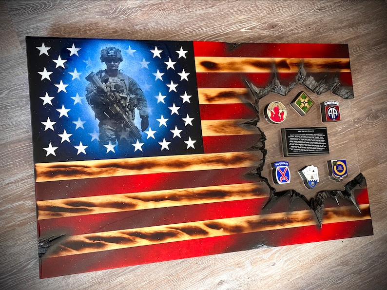 Army Unit American Wooden American Flag Gift, ETS, PCS, Military ...