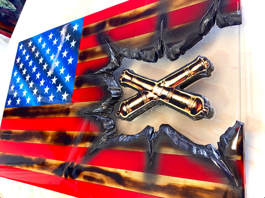 Crossed Cannons Artillery Patch Series - Professional Wooden American ...