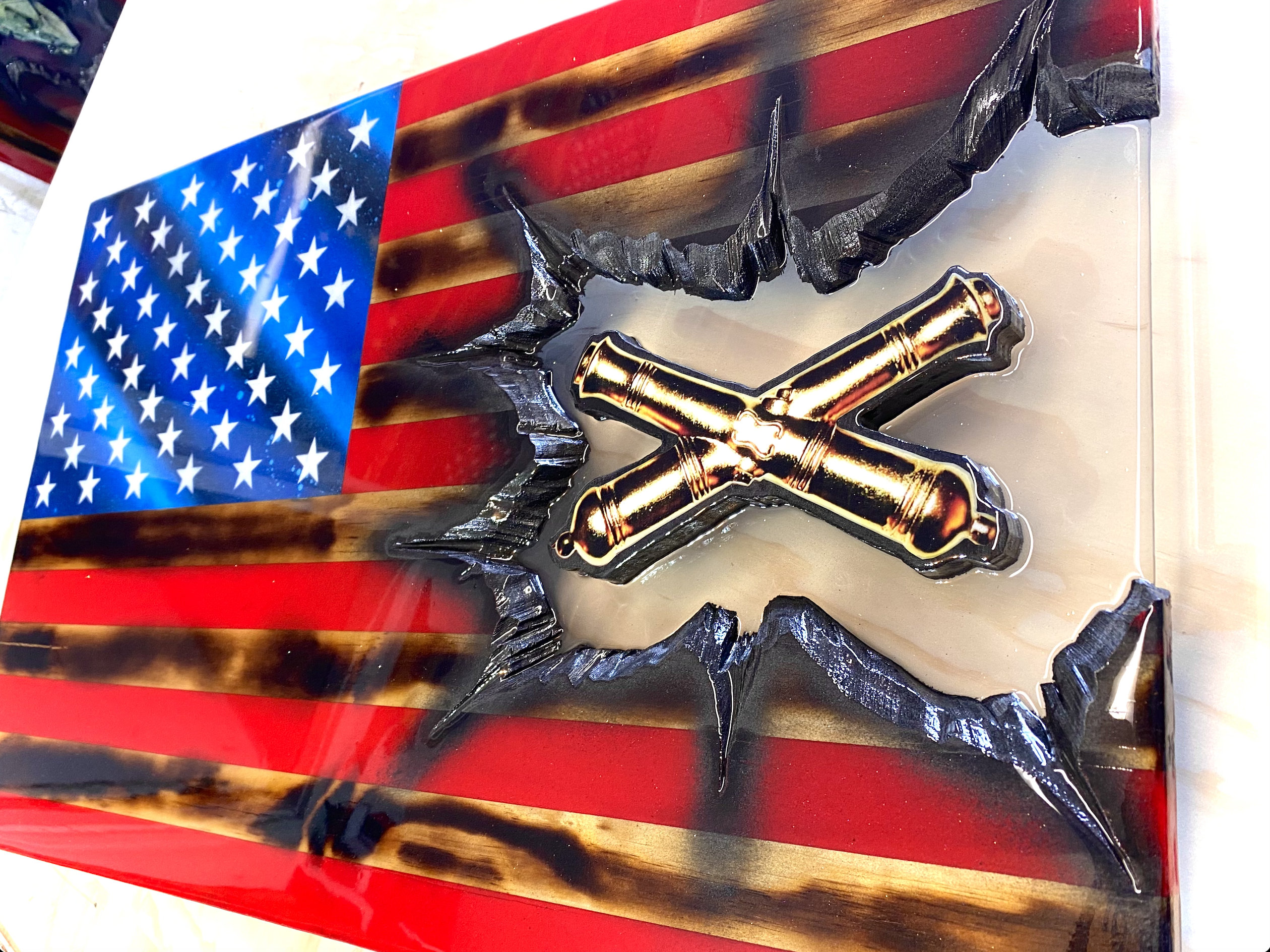 Crossed Cannons Artillery Patch Series Professional Wooden American ...