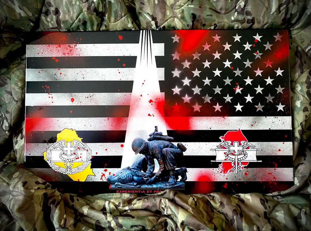 IR Reverse Facing Combat Medic Flag - Professional Wooden American Flag ...
