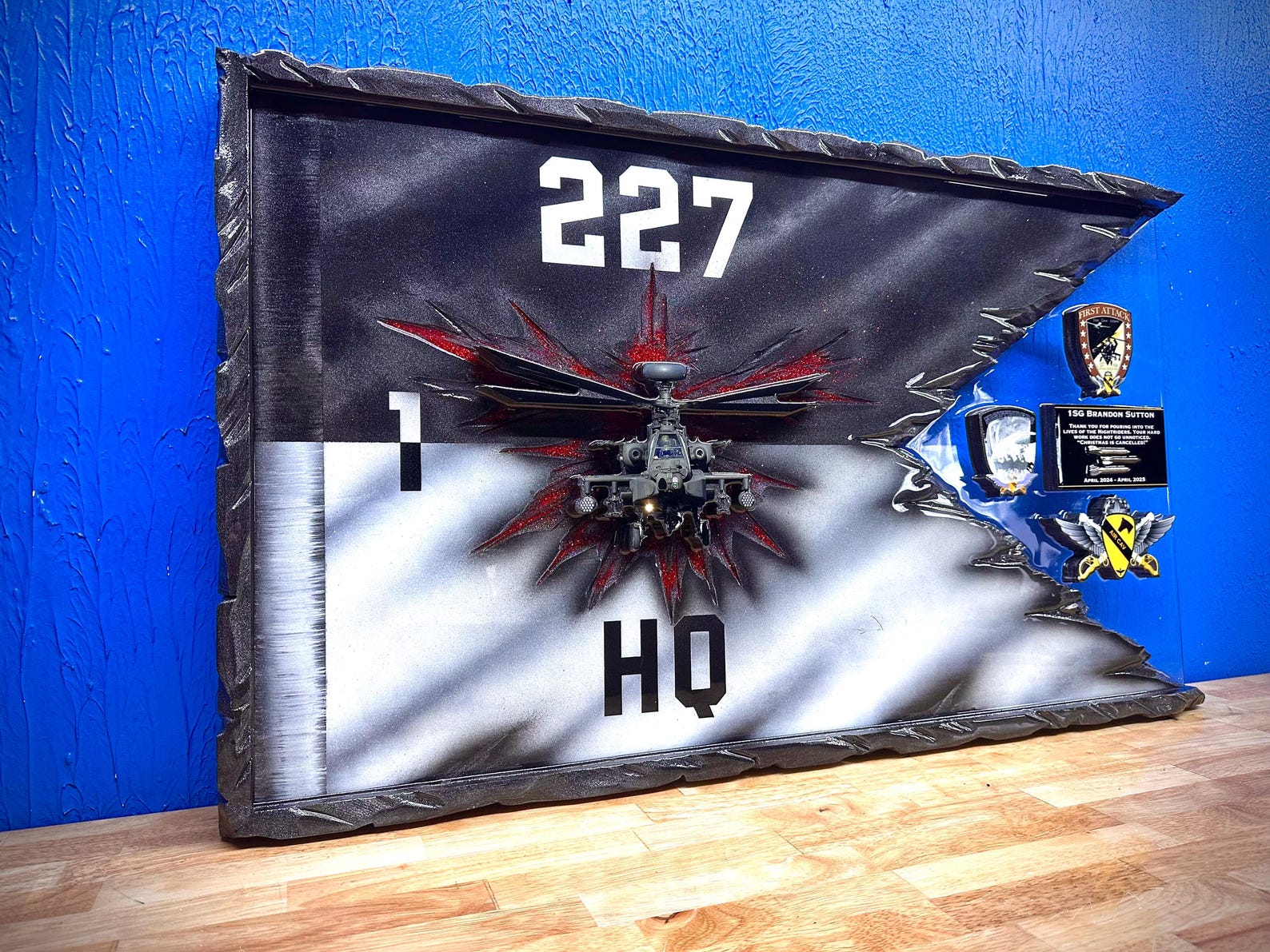 Professional Guidon Wooden Flag - Apache Gunship Air Cavalry 1st Cav ...