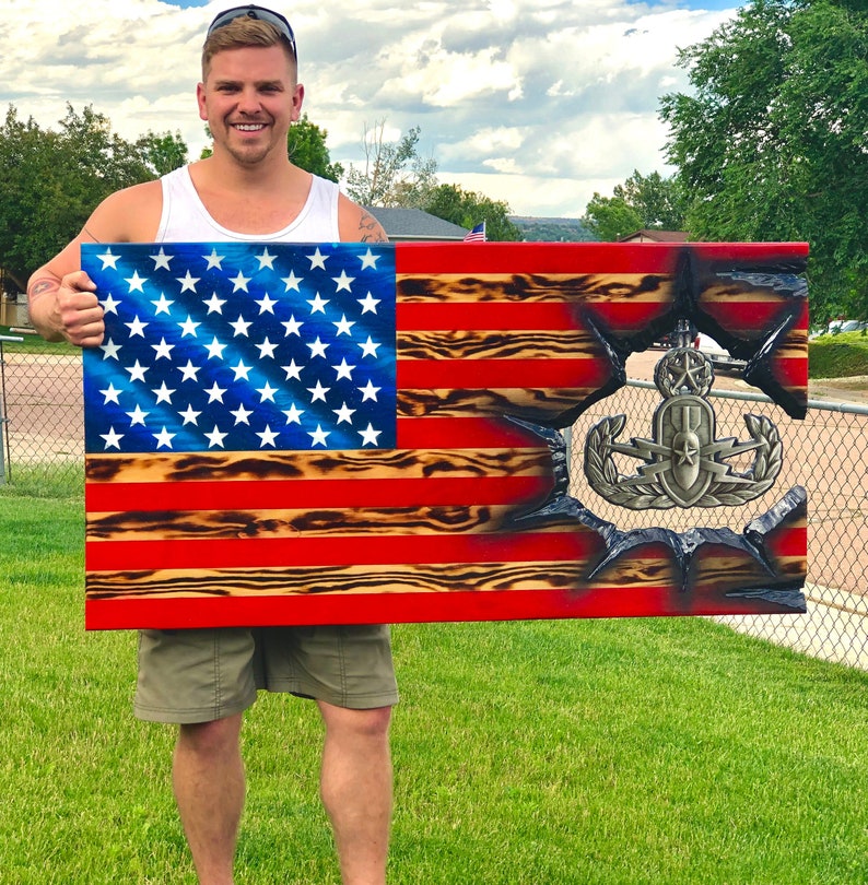 Standard Basic EOD Patch Series Professional Wooden American Flag Gift ...