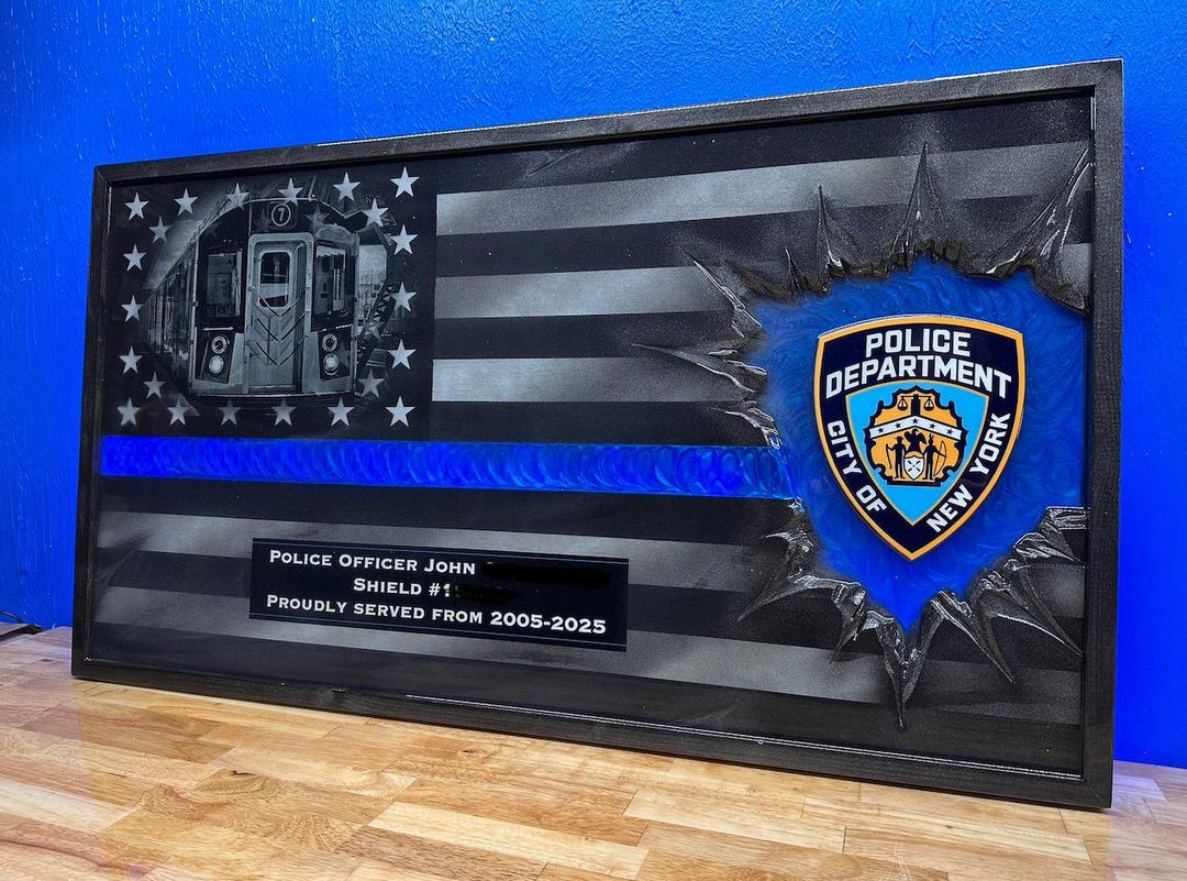 NYPD Police ILLUMINATED Thin Blue Line Flag Customizable With Lights ...