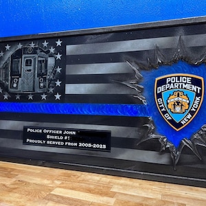 NYPD Police ILLUMINATED Thin Blue Line Flag Customizable With Lights ...