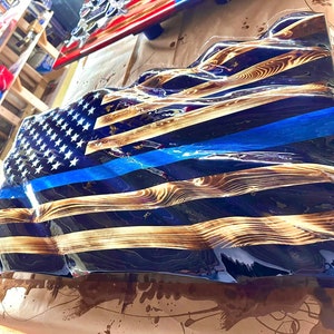 WAVY EPOXY Police Thin Blue Line Flag! - Made to Order - No Cnc -custom ...