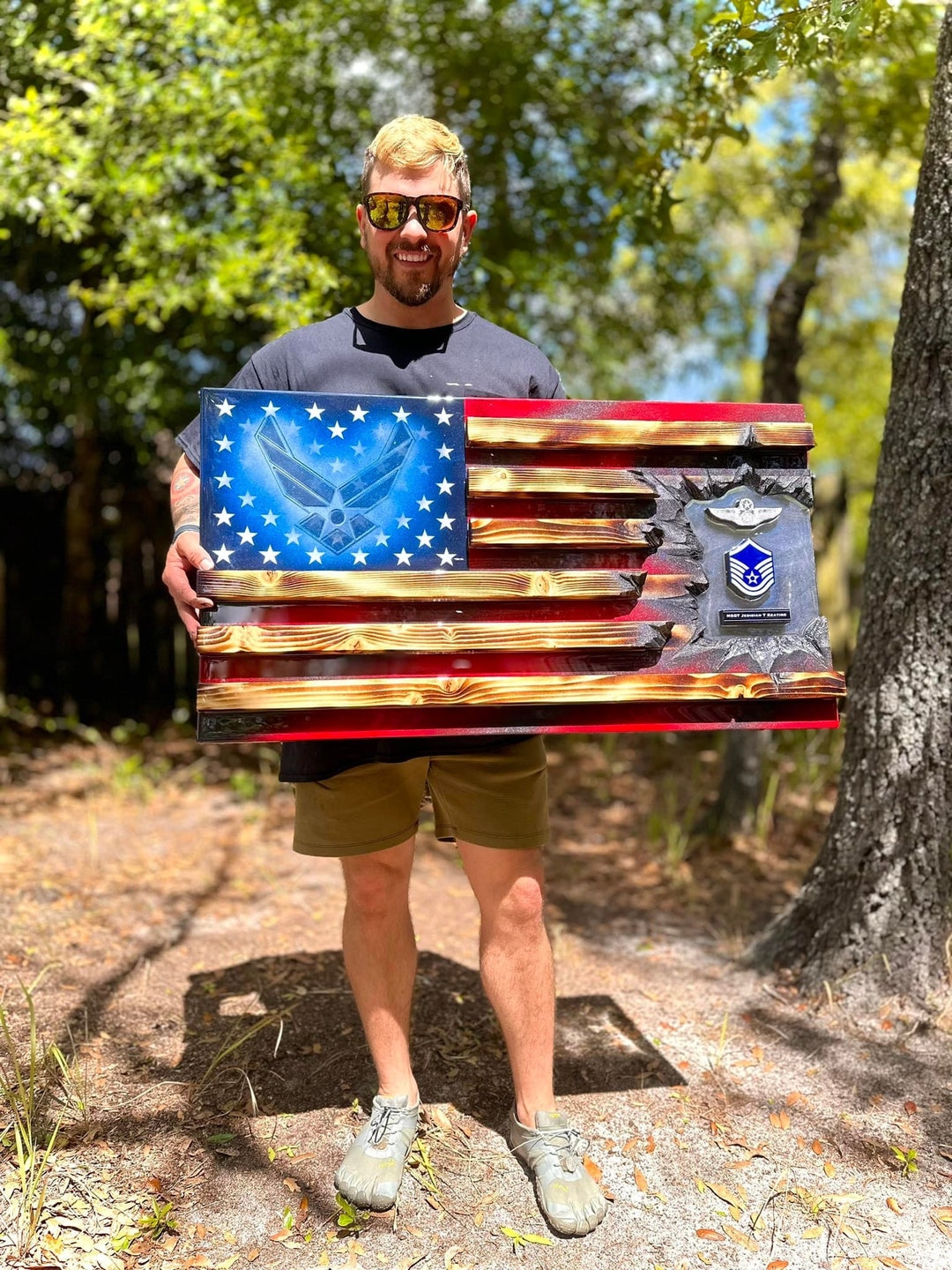 Air Force Coin Holder Epoxy Military American Flag Coin Holder Patch ...