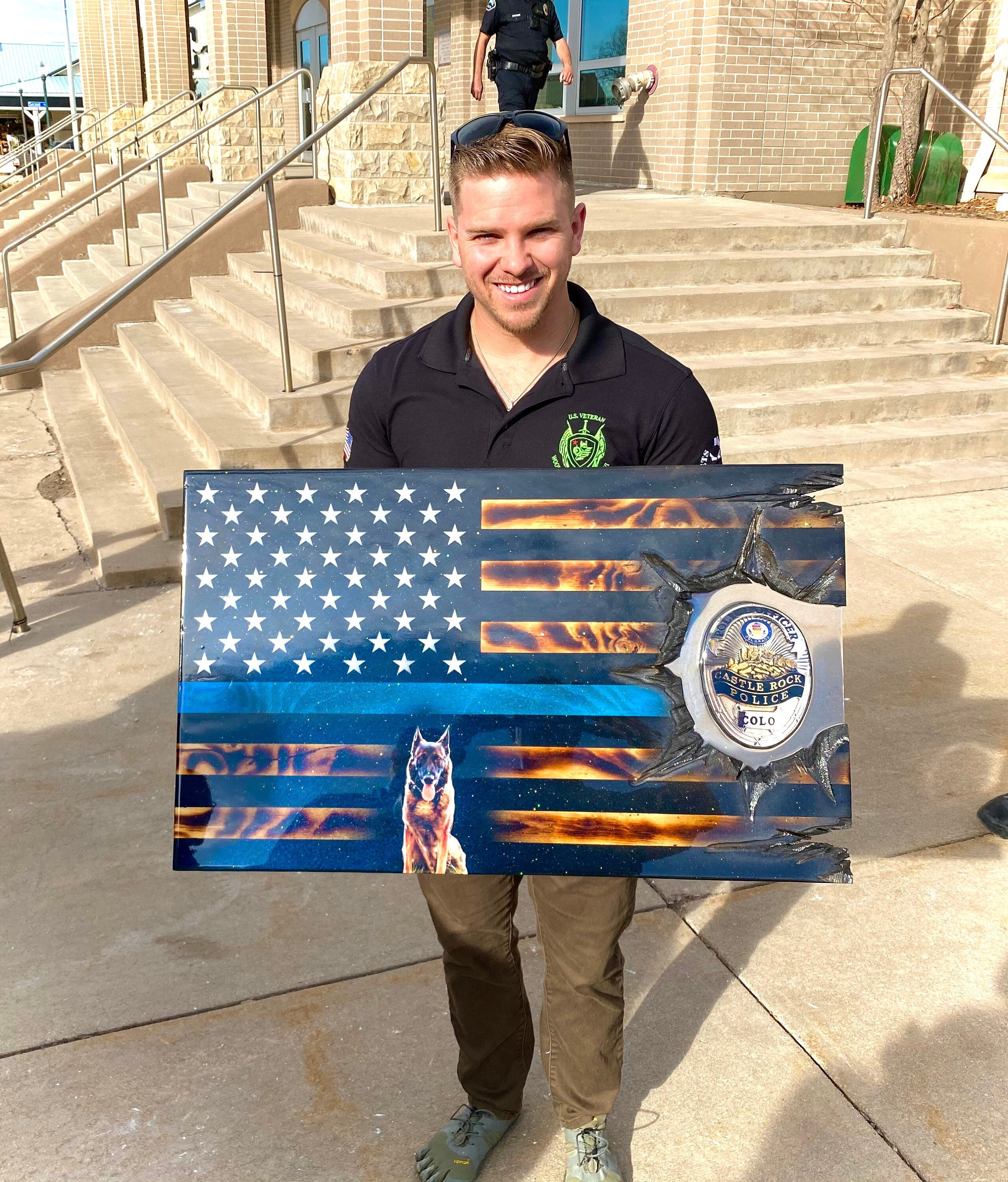 Police K9 Black & Woodgrain Thin Blue Line Flag Patch Series W/ K9 Made ...