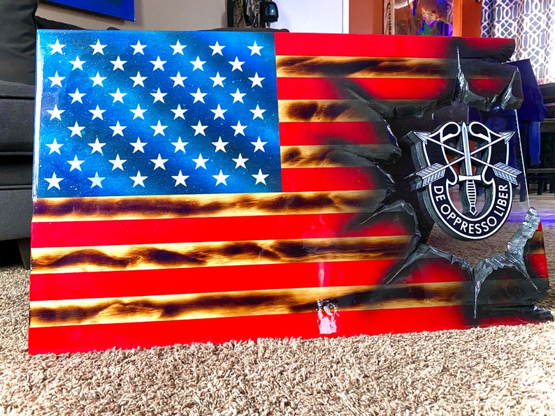 Special Forces Patch Series W/ Plaque Professional Wooden American Flag ...