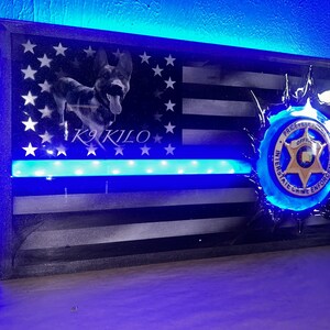 Police ILLUMINATED Thin Blue Line Flag Customizable With LIGHTS! - Made ...