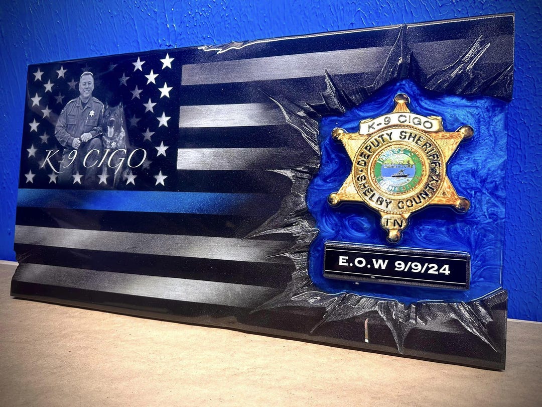 Police K9 Thin Blue Line Flag - Custom Canine Photo & Badge Additions ...