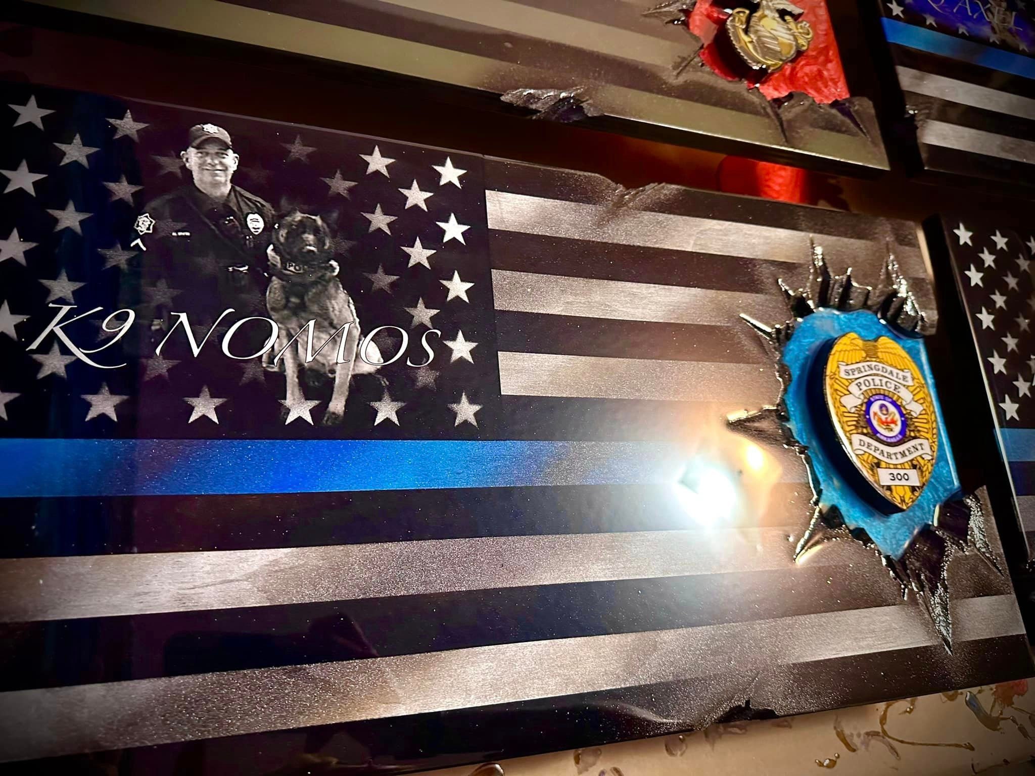 Police K9 Thin Blue Line Flag Patch Series W Photo Behind the Stars ...