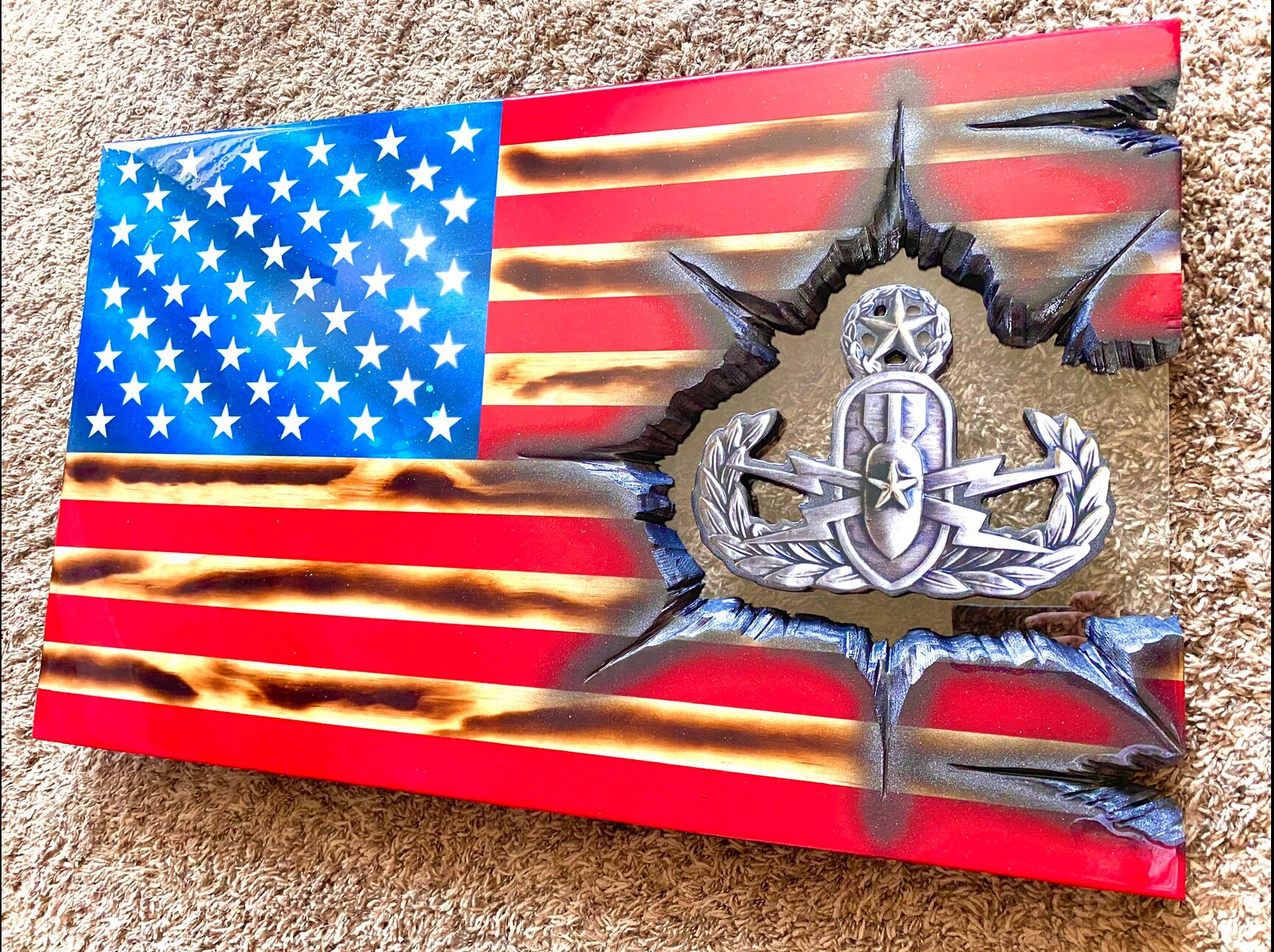 Standard Basic EOD Patch Series Professional Wooden American Flag Gift ...