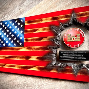 Army Engineer Patch Series - Professional Wooden American Flag Gift ...